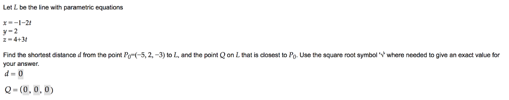 Solved Let L be the line with parametric equations y=2 on L | Chegg.com