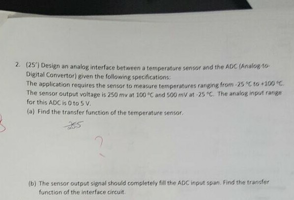 Solved 2. (25') Design an analog interface between a | Chegg.com