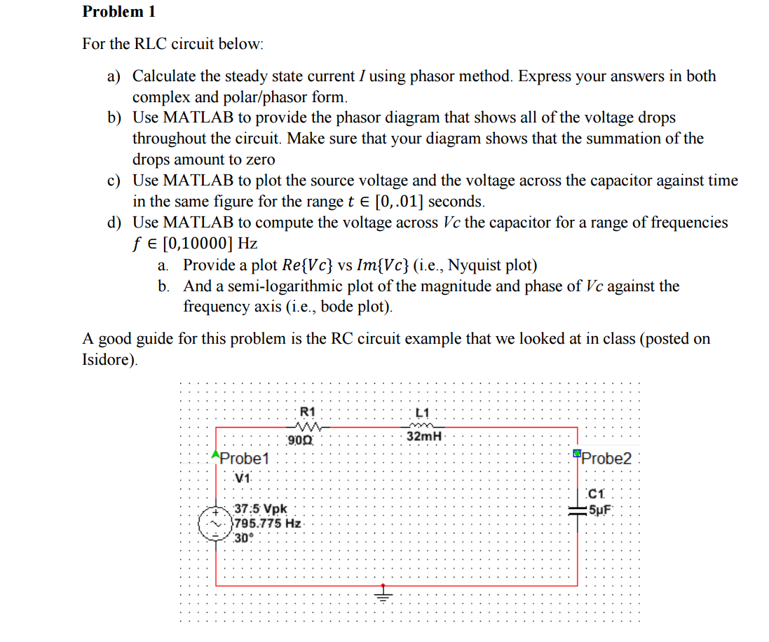 Solved For the RLC circuit below: Calculate the steady state | Chegg.com