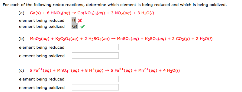 Solved For each of the following redox reactions, determine | Chegg.com