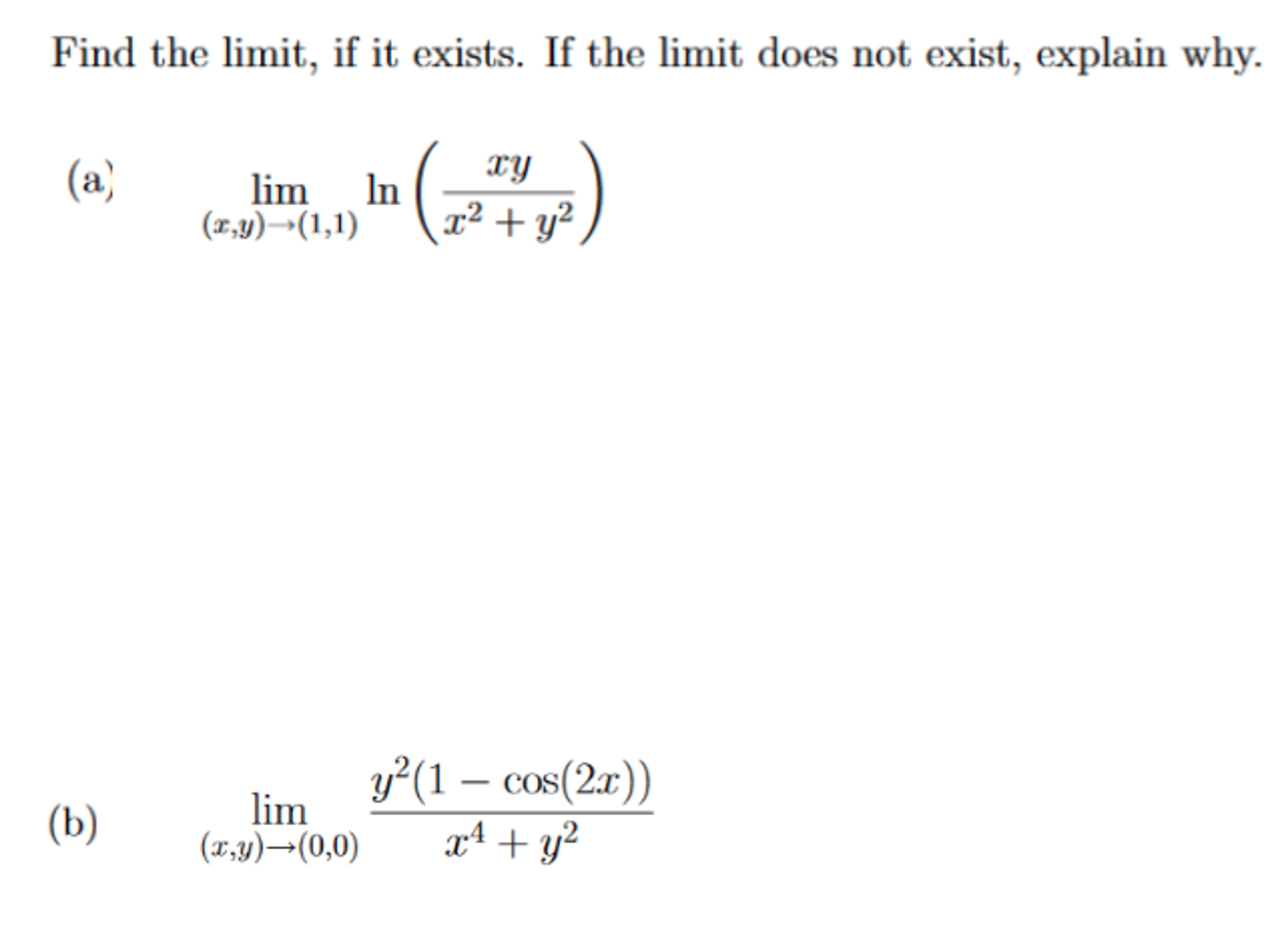 Solved Find the limit, if it exists. If the limit does not | Chegg.com