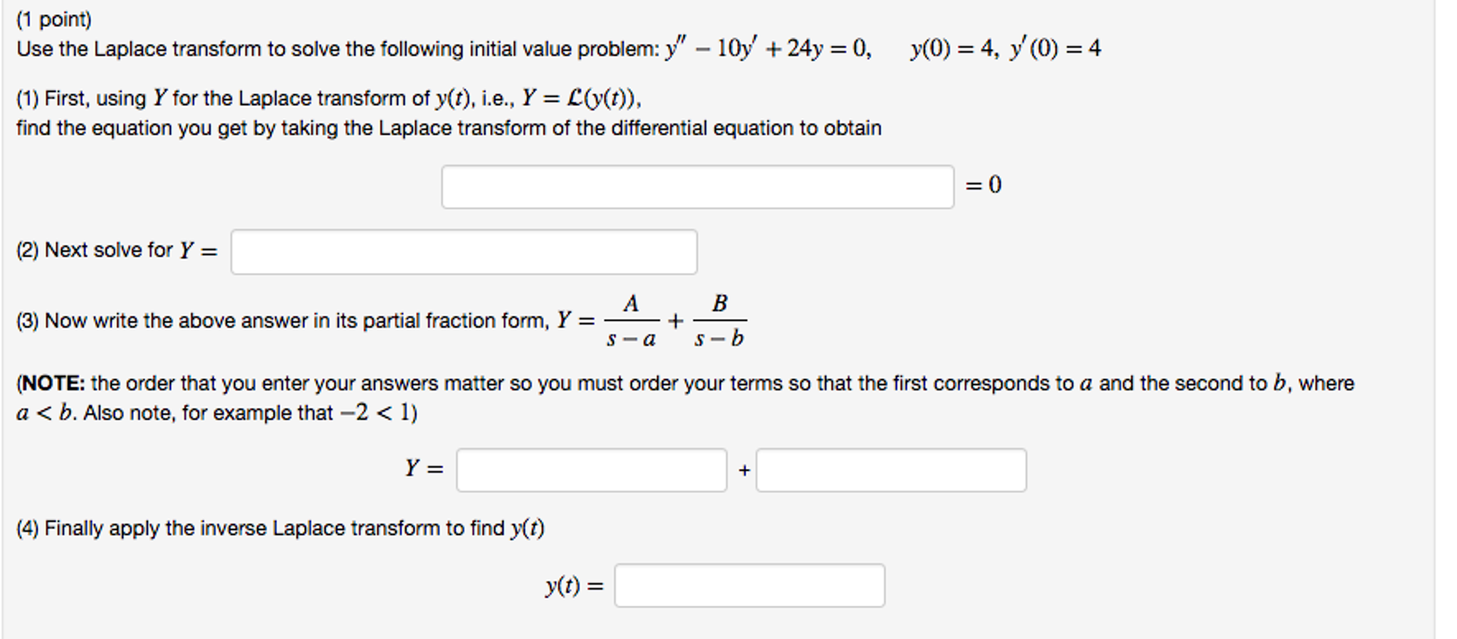 Solved Use the Laplace transform to solve the following | Chegg.com