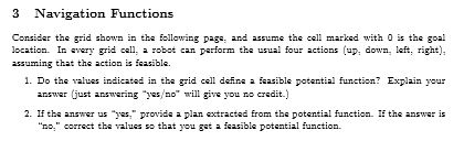 Solved 3 Navigation Functions Consider the grid shown in the | Chegg.com