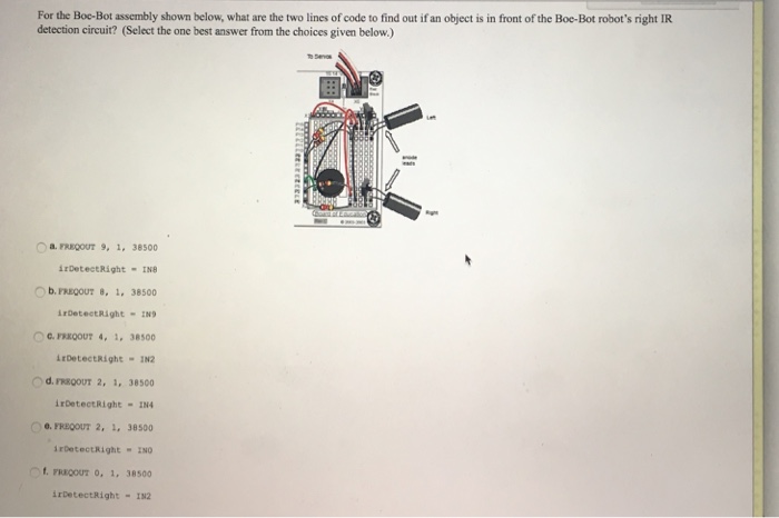 Solved For the Boe-Bot assembly below what are the two lines | Chegg.com