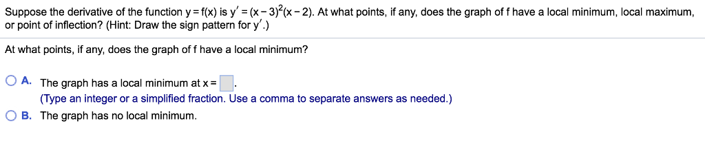 Solved Suppose the derivative of the function y = f(x) is y' | Chegg.com