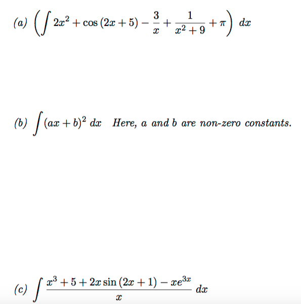 Solved Evaluate each of the following integrals: (integral | Chegg.com