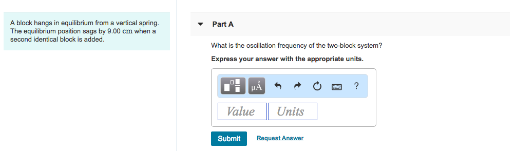 Solved A block hangs in equilibrium from a vertical spring | Chegg.com