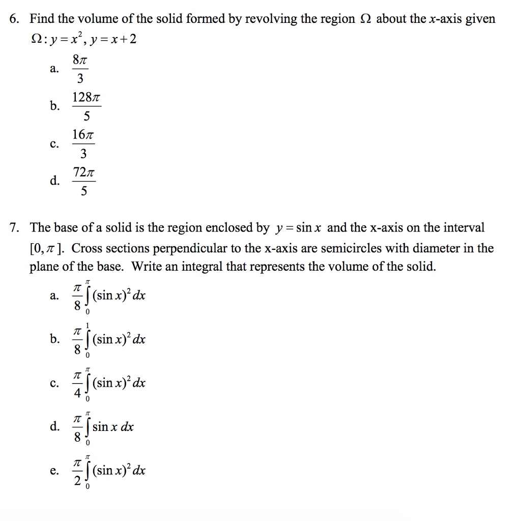 Solved 6. Find the volume of the solid formed by revolving | Chegg.com