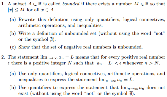 Solved A subset A C R is called bounded if there exists a | Chegg.com
