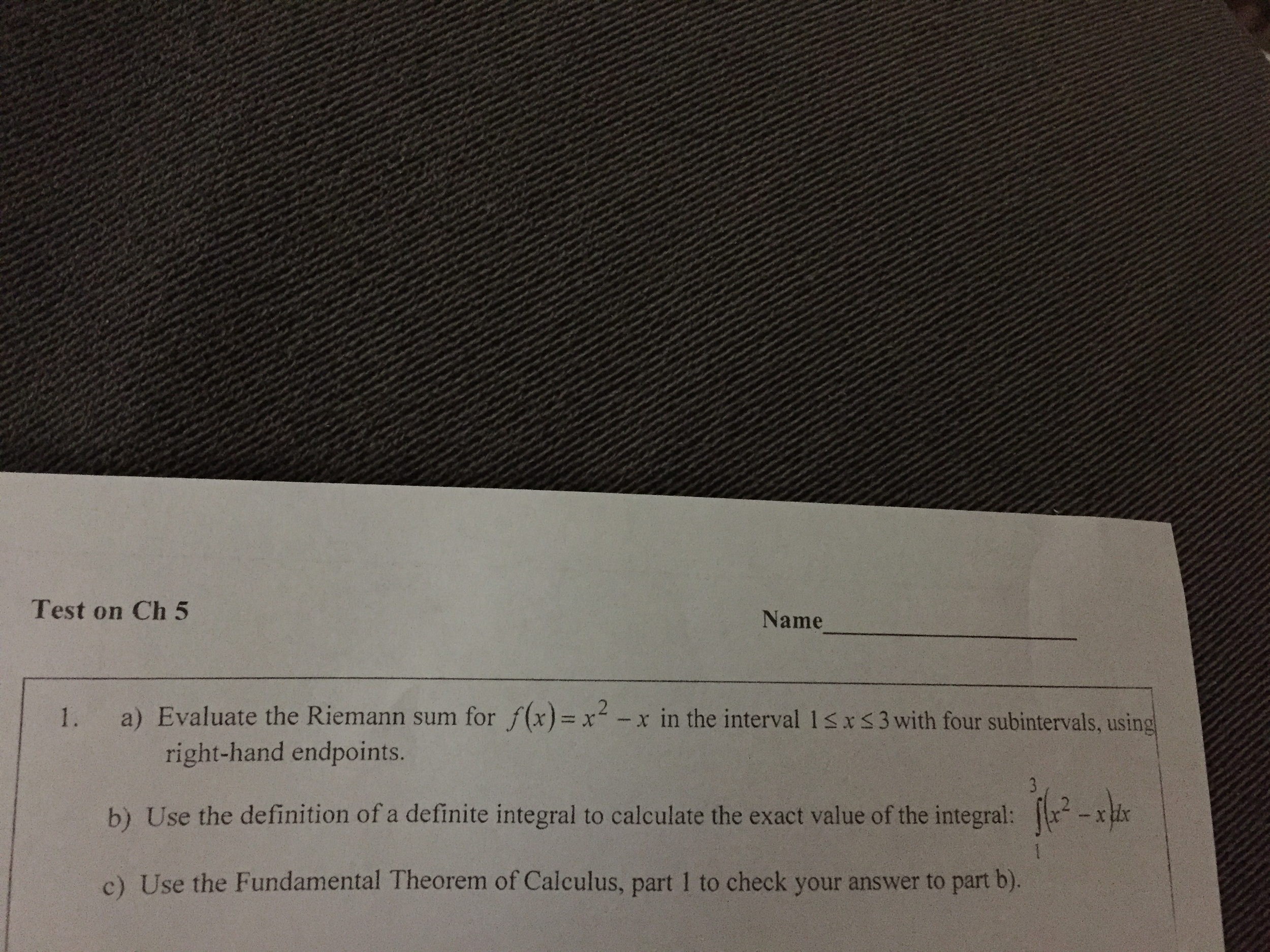 Solved a) Evaluate the Riemann sum for f(x) = x^2 - x in the | Chegg.com