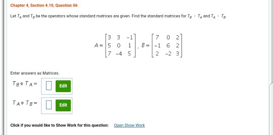 Solved Chapter 4, Section 4.10, Question 06 Let Ta and TB be | Chegg.com