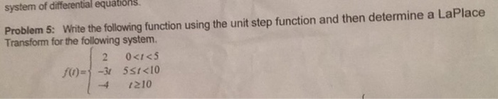 Solved Write the following function using the unit step | Chegg.com