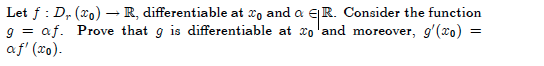 Let f : Dr (x0) right arrow R, differentiable at x0 | Chegg.com
