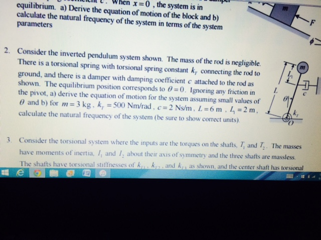 Solved Consider the inverted pendulum system shown The mass | Chegg.com