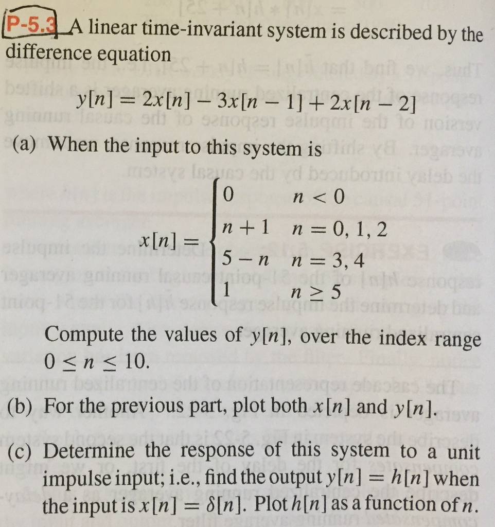 Solved P-5.3A difference equation A linear time-invariant | Chegg.com