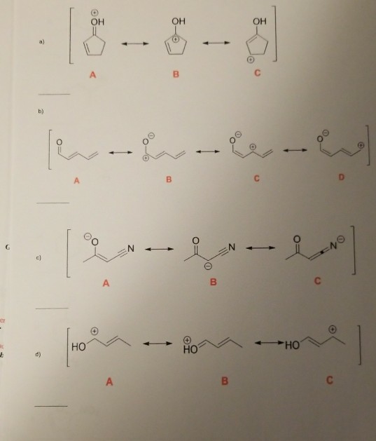 Solved Rank each set of resonance structures in order of | Chegg.com