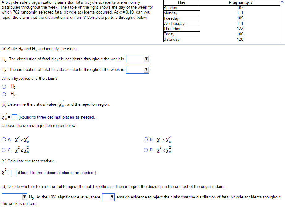 Solved A bicycle safety organization claims that fatal | Chegg.com