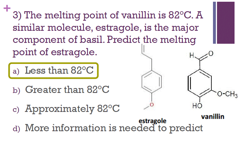 Solved 3) The melting point of vanillin is 82 degree C. A | Chegg.com