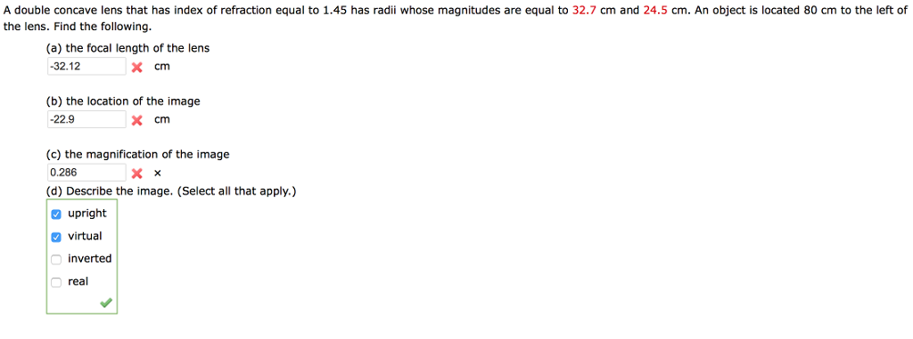 Solved A double concave lens that has index of refraction | Chegg.com