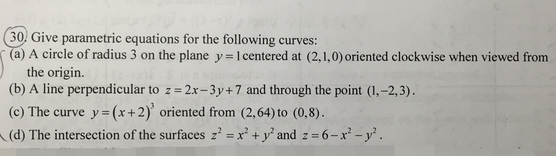 Solved Give parametric equations for the following curves: | Chegg.com