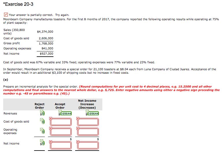 Solved Exercise 20-3 Your answer is partially correct. Try | Chegg.com