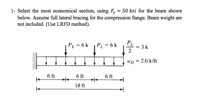 Solved 1-select the most economical section, using F, 50 ksi | Chegg.com