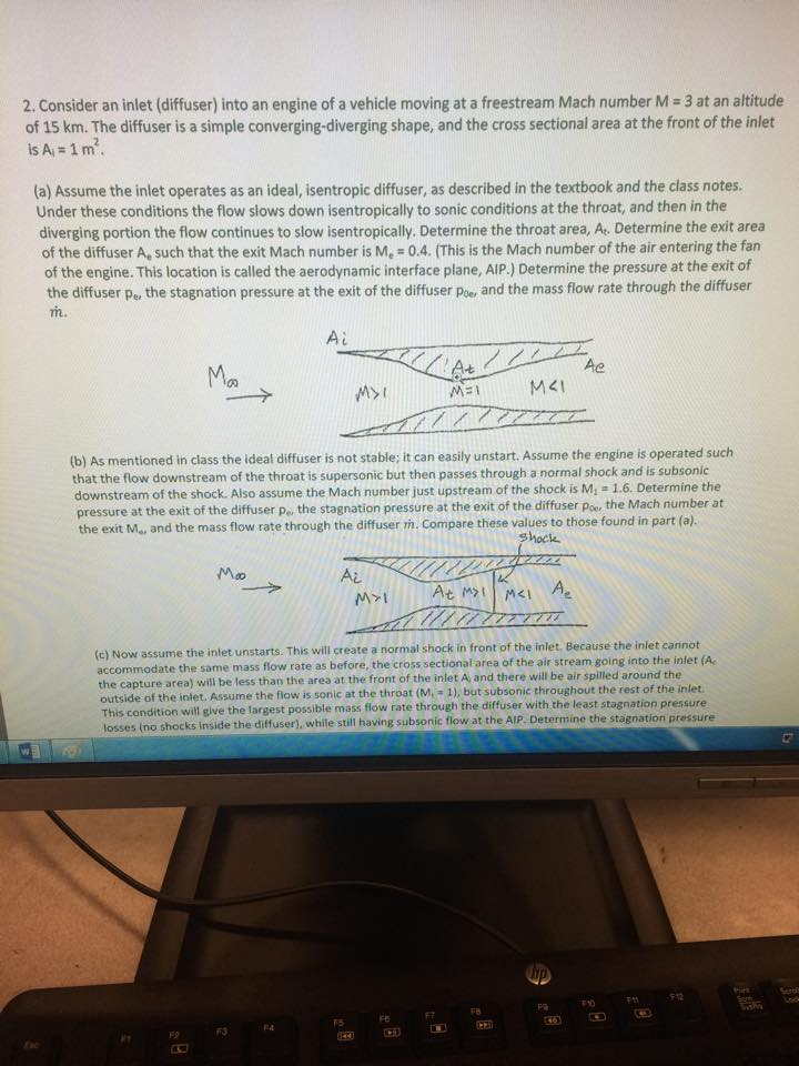 Solved 2. Consider an inlet (diffuser) into an engine of a | Chegg.com