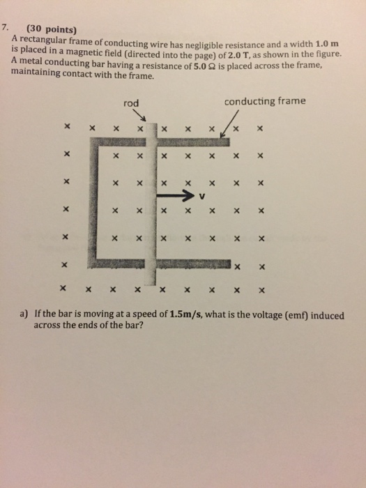 Solved A rectangular frame of conducting wire has negligible | Chegg.com