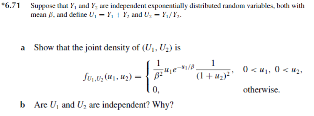 Solved 6.71 Suppose that Y and Y2 are independent | Chegg.com