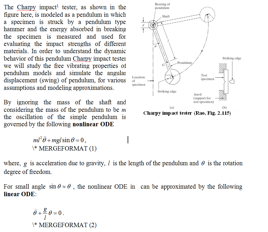 Solved The Charpy impact tester, as shown in the figure | Chegg.com