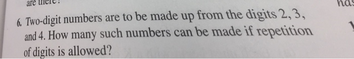 Solved Two-digit numbers are to be made up from the digits | Chegg.com