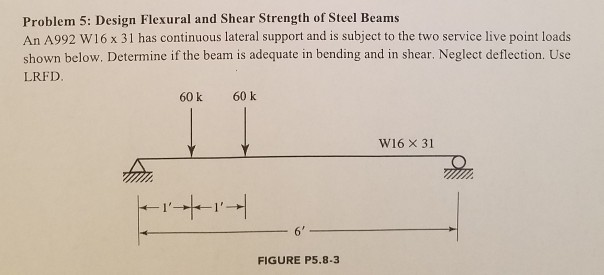 Solved An A992 W16 x 31 has continuous lateral support and | Chegg.com