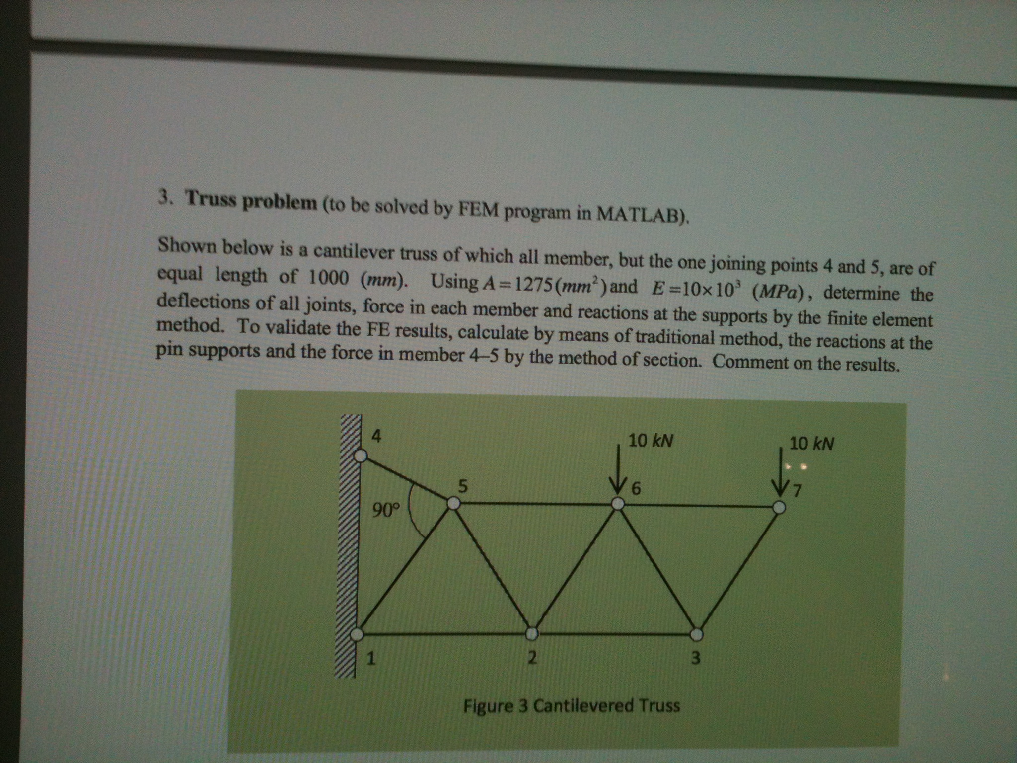 Truss problem (to be solved by FEM programs in | Chegg.com