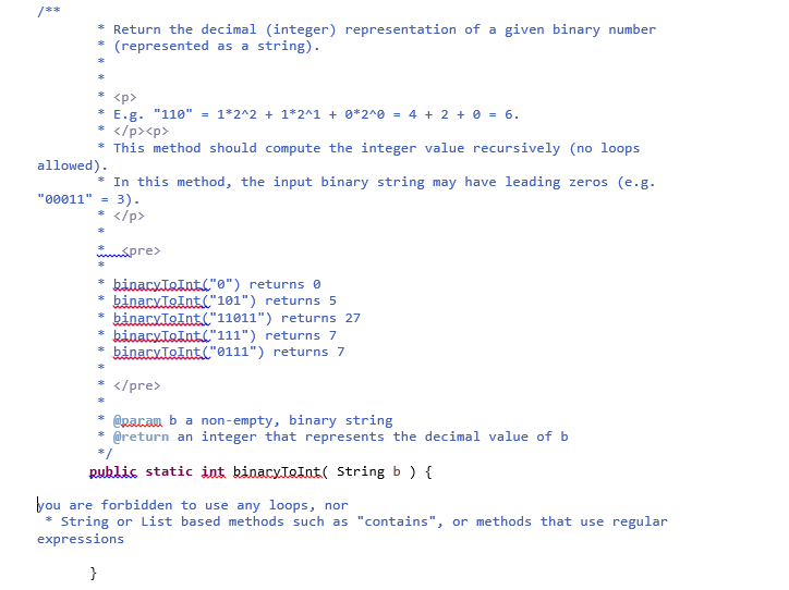 Solved Return the decimal (integer) representation of a | Chegg.com