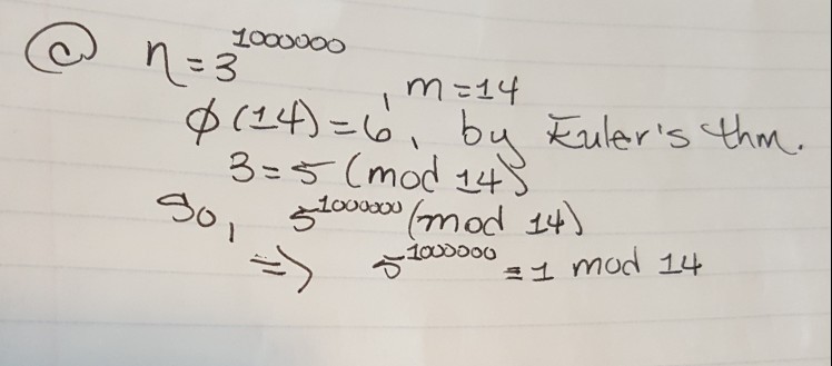 Solved Using Eulers Theorem Find The Least Nonnegative 