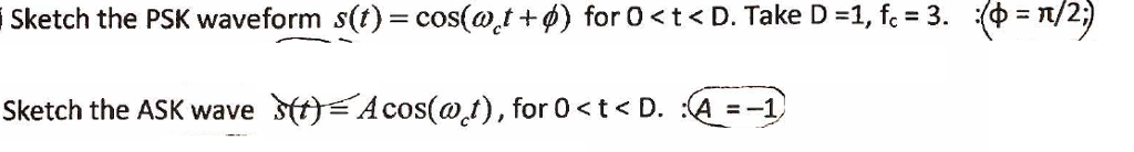 Solved Sketch the PSK and ASK waveforms | Chegg.com