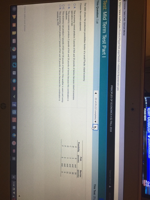 Solved 25 mathxl E2 FALL 2016 Test: Mid Term Test Part I | Chegg.com