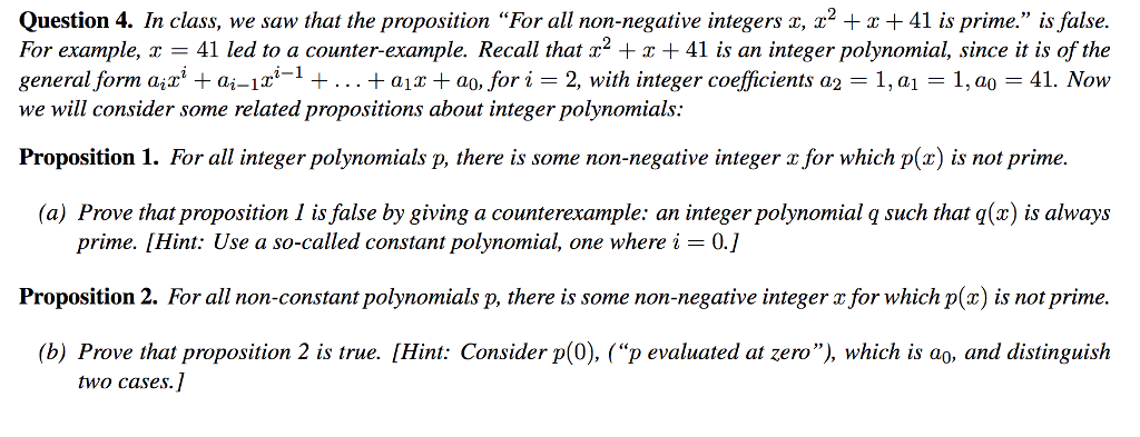 Solved In class, we saw that the proposition "For all | Chegg.com