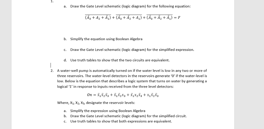 Solved a. Draw the Gate Level schematic (logic diagram) for | Chegg.com