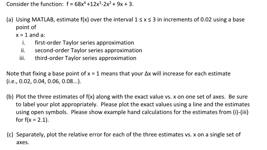 Solved Consider the function: f = 68x4+12x3-2x2 + 9x + 3. | Chegg.com