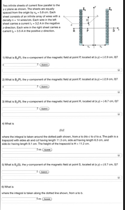 Solved Two infinite sheets or current flow parallel to the | Chegg.com