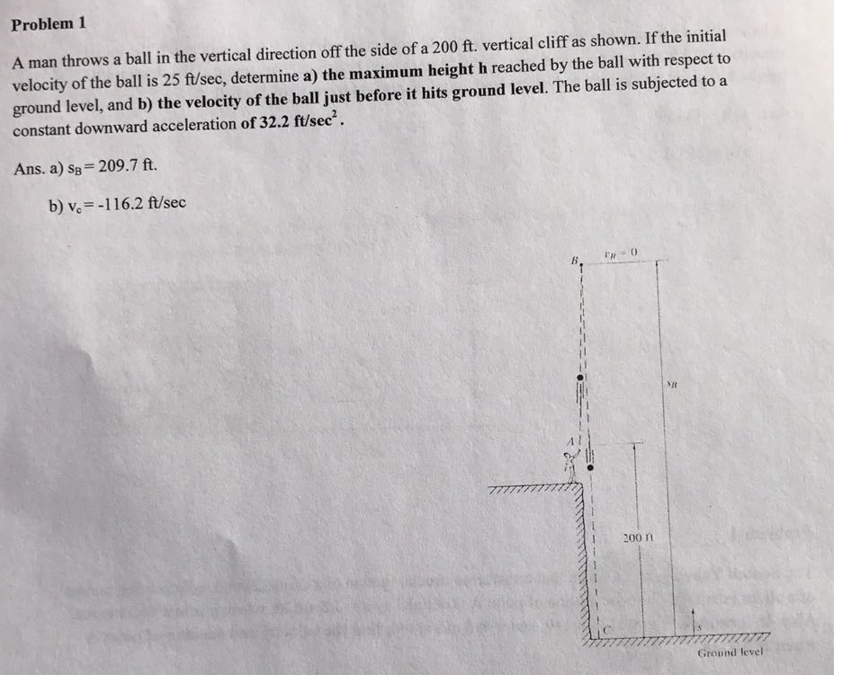 Solved Problem 1 A man throws a ball in the vertical | Chegg.com