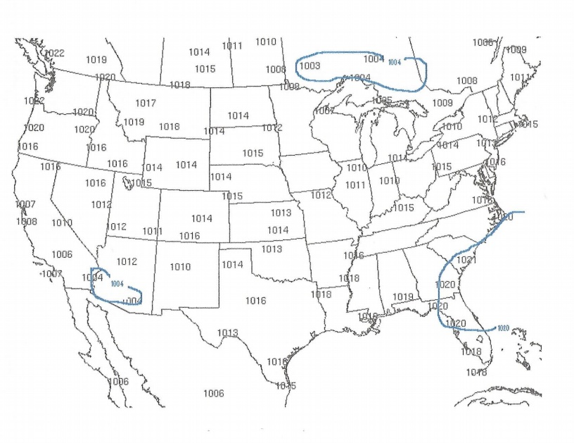 Solved Complete the isobars on this map at 4 millibar | Chegg.com