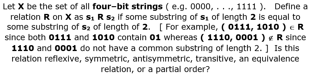 Solved Let X Be The Set Of All Four Bit Strings Eg 