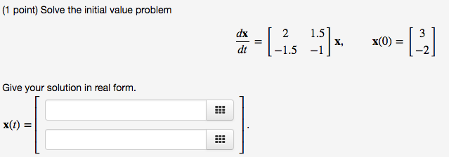 Solved (1 point) Solve the initial value problem 2 1.5 | Chegg.com