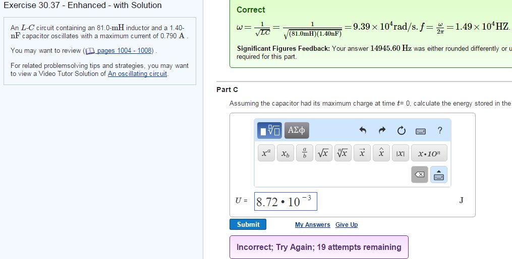 Solved Enhanced with Solution An L-C circuit containing an | Chegg.com
