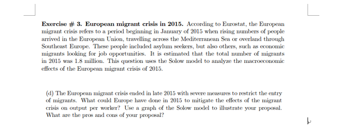 Solved Exercise # 3·European migrant crisis in 2015. | Chegg.com