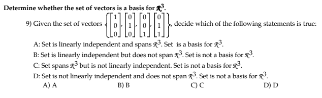 Solved Determine whether the set of vectors is a basis for 3 | Chegg.com Solved Determine whether the set of vectors is a basis for 3 | Chegg.com