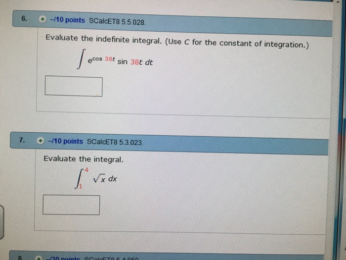 Solved Evaluate the indefinite integral. (Use C for the | Chegg.com