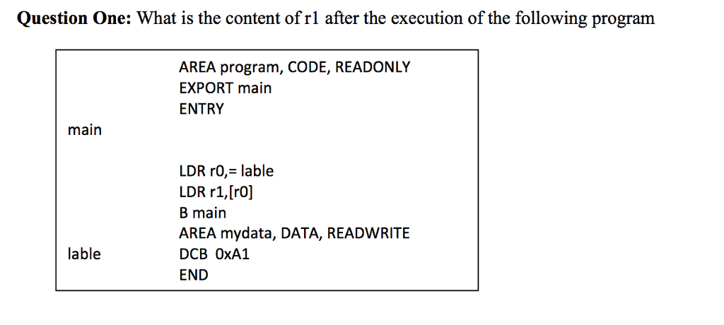 Solved Question One: What is the content of rl after the | Chegg.com